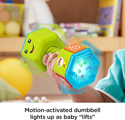 Fisher-Price Laugh & Learn Baby To Toddler Toy Countin’ Reps Dumbbell Rattle With Lights & Music For Ages 6+ Months