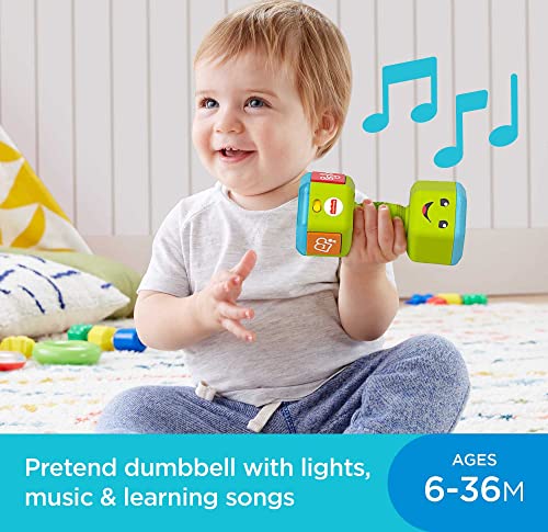 Fisher-Price Laugh & Learn Baby To Toddler Toy Countin’ Reps Dumbbell Rattle With Lights & Music For Ages 6+ Months