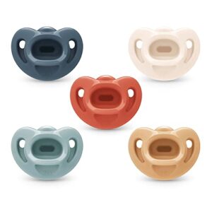 nuk comfy orthodontic pacifiers, 0-6 months, timeless collection, 5 count (pack of 1)