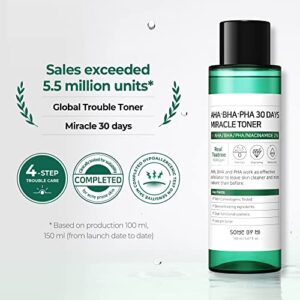 SOME BY MI AHA BHA PHA 30 Days Miracle Toner - 5.07Oz, 150ml - Made from Tea Tree Leaf Water for Sensitive Skin - Mild Exfoliating Daily Facial Toner - Acne, Sebum and Oiliness Care - Facial Skin Care