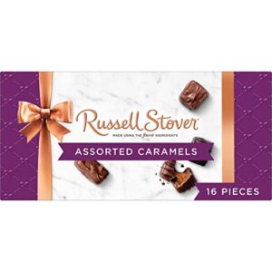 russell stover, assorted caramels in milk and dark chocolate, chocolate gift box, 9 ounce