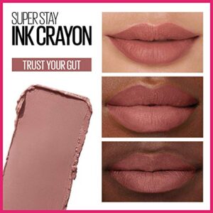 Maybelline Super Stay Ink Crayon Lipstick Makeup, Precision Tip Matte Lip Crayon with Built-in Sharpener, Longwear Up To 8Hrs, Trust Your Gut, Mauve Nude Pink, 1 Count