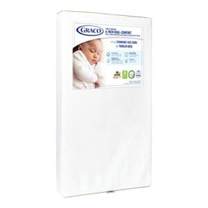 graco 6-inch dual-comfort 2-sided premium foam crib & toddler mattress – greenguard gold and certipur-us certified, 100% machine washable, breathable, water-resistant cover, dual-sided