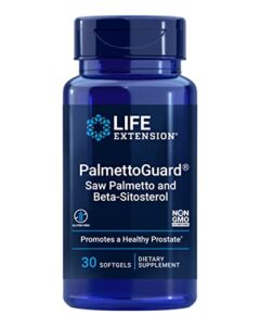 life extension palmettoguard saw palmetto & beta-sitosterol – supports healthy prostate function & hormone metabolism health – supplements for men – gluten-free, non-gmo – 30 softgels