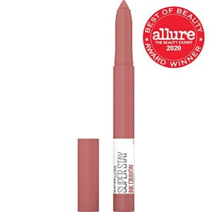 Maybelline Super Stay Ink Crayon Lipstick Makeup, Precision Tip Matte Lip Crayon with Built-in Sharpener, Longwear Up To 8Hrs, Achieve It All, Brown Nude, 1 Count