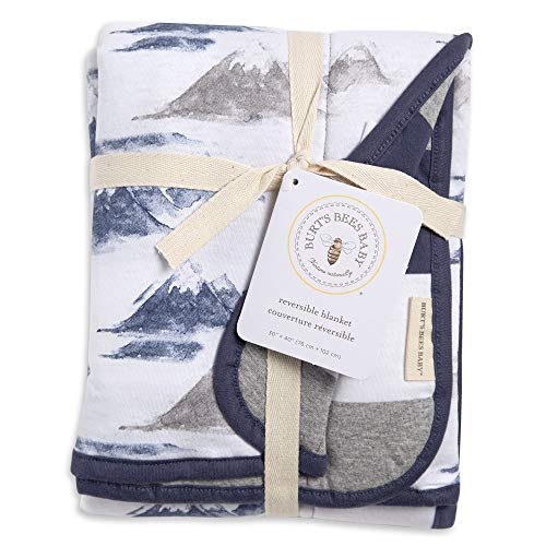 Burt's Bees Baby - Reversible Blanket, Multipurpose Nursery & Tummy Time Organic Jersey Cotton Baby Blanket (On the Road), One Size 30"x40"(Pack of 1)