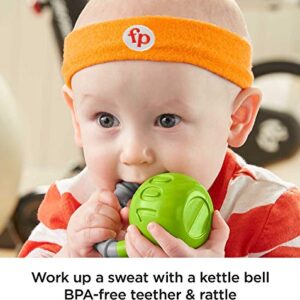 Fisher Price Teething & Rattle Toys Baby Biceps Gift Set, Gym-Themed for Infant Fine Motor & Sensory Play, 4 Pieces