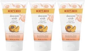 burt’s bees peach and willow bark deep pore scrub, exfoliating facial scrub, 4 ounces (pack of 3)