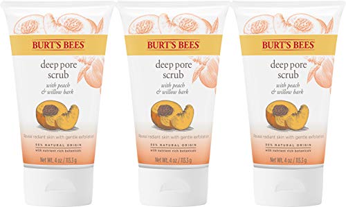 Burt's Bees Peach and Willow Bark Deep Pore Scrub, Exfoliating Facial Scrub, 4 Ounces (Pack of 3)