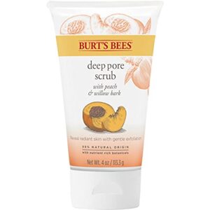 Burt's Bees Peach and Willow Bark Deep Pore Scrub, Exfoliating Facial Scrub, 4 Ounces (Pack of 3)