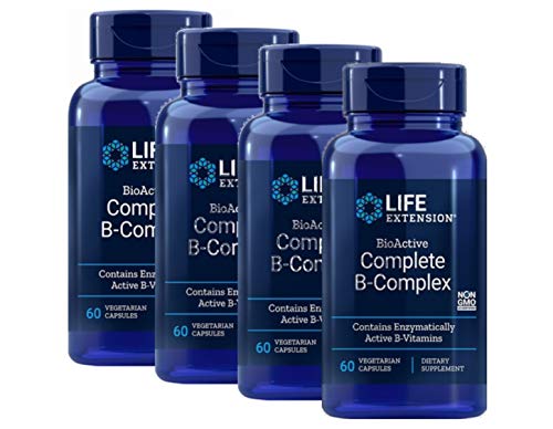 Life Extension BioActive Complete B Complex The Most Complete B Complex Formula 60 Vegetarian Capsules 4-Pak