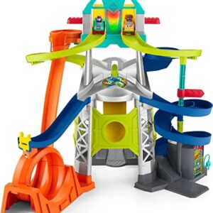 Fisher-Price Little People Toddler Playset Launch & Loop Raceway Race Track with Lights Sounds & 2 Toy Cars for Ages 18+ Months