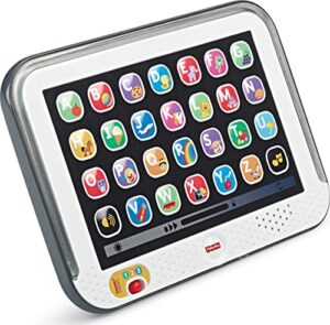 fisher-price laugh & learn toddler learning toy smart stages tablet with educational music & lights for ages 1+ years, gray