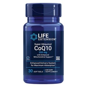 Life Extension Super Ubiquinol Coq10 With Enhanced Mitochondrial Support – Ultra-absorbable Coq10 Benefits Cell Energy, Heart & Brain Health – Non-gmo – Gluten-free – 200 Mg – 30 Softgels