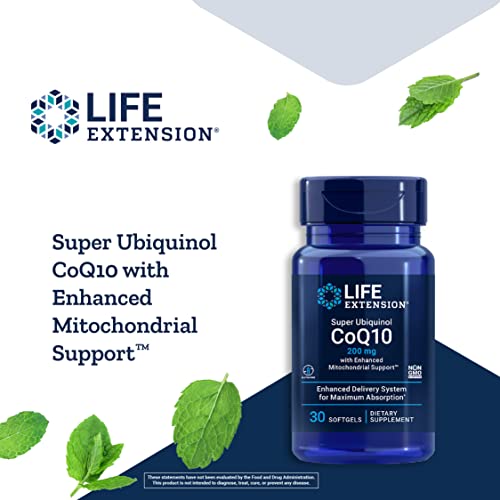 Life Extension Super Ubiquinol Coq10 With Enhanced Mitochondrial Support – Ultra-absorbable Coq10 Benefits Cell Energy, Heart & Brain Health – Non-gmo – Gluten-free – 200 Mg – 30 Softgels