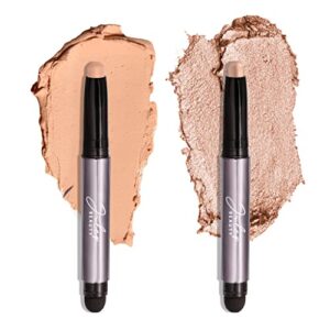 julep eyeshadow 101 crème to powder waterproof eyeshadow stick duo, desert & champagne