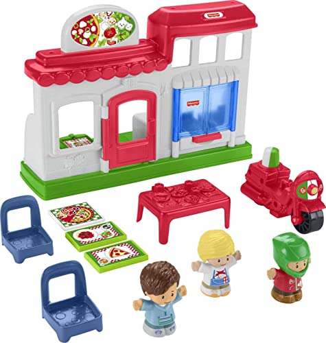 Fisher-Price Little People Toddler Playset We Deliver Pizza Place Toy Restaurant with Figures & Accessories for Ages 1+ Years