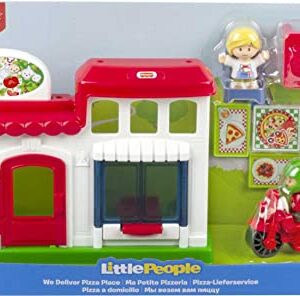 Fisher-Price Little People Toddler Playset We Deliver Pizza Place Toy Restaurant with Figures & Accessories for Ages 1+ Years