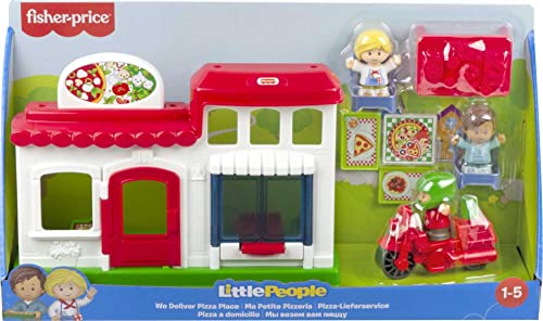 Fisher-Price Little People Toddler Playset We Deliver Pizza Place Toy Restaurant with Figures & Accessories for Ages 1+ Years