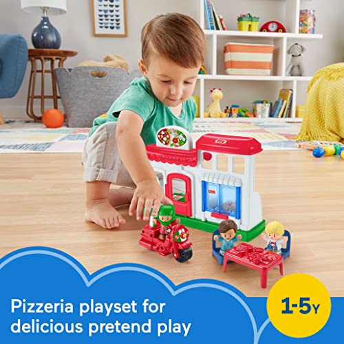 Fisher-Price Little People Toddler Playset We Deliver Pizza Place Toy Restaurant with Figures & Accessories for Ages 1+ Years