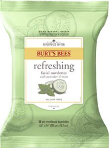 burt’s bees sensitive facial cleansing towelettes with cucumber and mint – 30 count