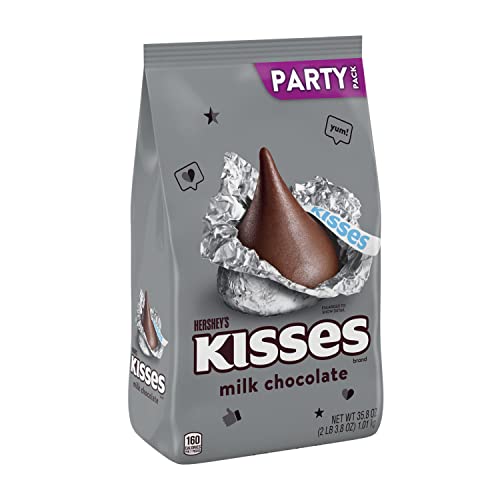 HERSHEY'S KISSES Milk Chocolate Silver Foil, Easter Candy Bulk Party Pack, 35.8 oz