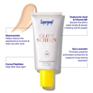 Supergoop! Glowscreen - SPF 40-0.5 fl oz - Glowy Primer + Broad Spectrum Sunscreen - Adds Instant Glow - Helps Filter Blue Light - Boosts Hydration with Hyaluronic Acid, Vitamin B5 & Niacinamide