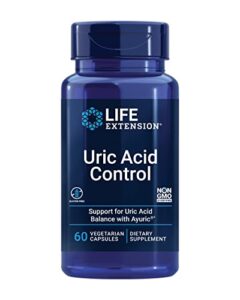 life extension uric acid control – ayuric terminalia bellerica fruit extract supplement – support healthy uric acid level – non-gmo, gluten free – 60 vegetarian capsules