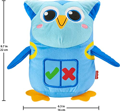 Fisher-Price Electronic Learning Toy, Guess & Press Owl Interactive Plush with Games for Preschool Kids Ages 3 Years+