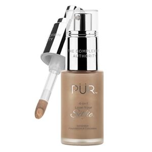 pÜr 4-in-1 love your selfie longwear foundation & concealer, full coverage liquid foundation, hydrating formula, cruelty free