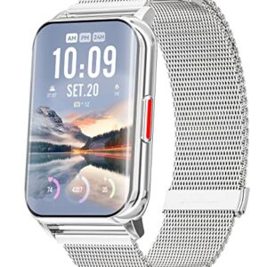 Smart Watch for Android iOS Phones Compatible 1.57 inch Full Touch Screen Fitness Tracker with Heart Rate & Blood Oxygen Monitoring IP68 Waterproof Smart Watches for Men Women(Silver)