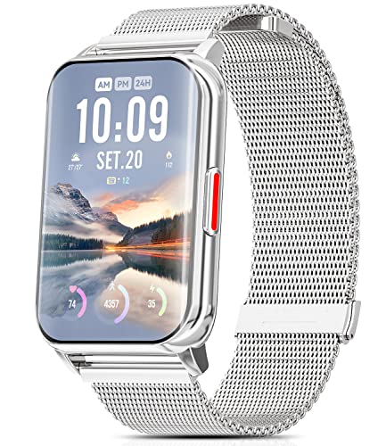 Smart Watch for Android iOS Phones Compatible 1.57 inch Full Touch Screen Fitness Tracker with Heart Rate & Blood Oxygen Monitoring IP68 Waterproof Smart Watches for Men Women(Silver)