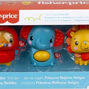 Fisher-Price Busy Buddies Gift Set Jungle Animal Infant Activity Toys with Sensory Details for Baby Ages 6 Months and Older