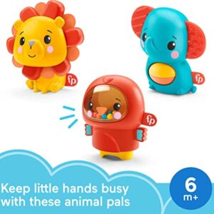 Fisher-Price Busy Buddies Gift Set Jungle Animal Infant Activity Toys with Sensory Details for Baby Ages 6 Months and Older