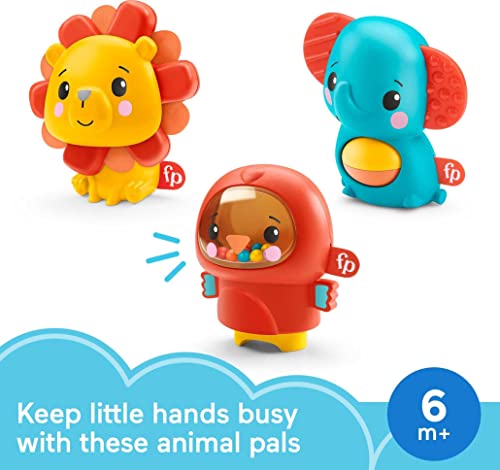 Fisher-Price Busy Buddies Gift Set Jungle Animal Infant Activity Toys with Sensory Details for Baby Ages 6 Months and Older