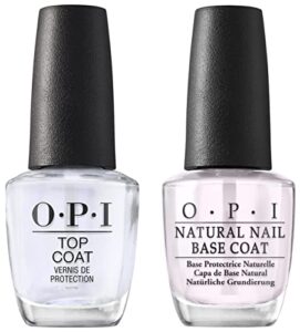 opi nail polish top coat, protective high-gloss shine, 0.5 fl oz, opi nail polish base coat, natural nail polish base coat, 0.5 fl oz