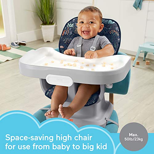 Fisher-Price Spacesaver Simple Clean High Chair Baby To Toddler Portable Dining Seat With Removable Tray Liner, Moonlight Forest [Amazon Exclusive]