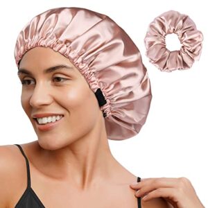 yanibest satin bonnet silk bonnet hair bonnet for sleeping satin cap extra large reversible for women curly natural hair blush pink