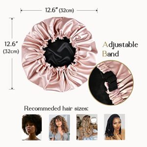 YANIBEST Satin Bonnet Silk Bonnet Hair Bonnet for Sleeping Satin Cap Extra Large Reversible for Women Curly Natural Hair Blush Pink