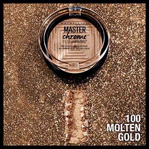 Maybelline Master Chrome Metallic Highlighter Powder, Molten Gold, 1 Count