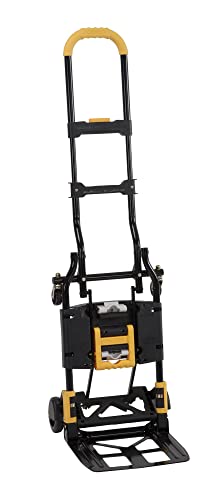 COSCO 12225YGB1E 2-in-1 Folding Hand Truck, 300 lb. Capacity, Multi-Position with Extendable Handle, Black/Yellow