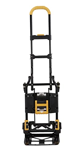 COSCO 12225YGB1E 2-in-1 Folding Hand Truck, 300 lb. Capacity, Multi-Position with Extendable Handle, Black/Yellow