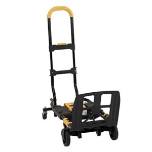 COSCO 12225YGB1E 2-in-1 Folding Hand Truck, 300 lb. Capacity, Multi-Position with Extendable Handle, Black/Yellow