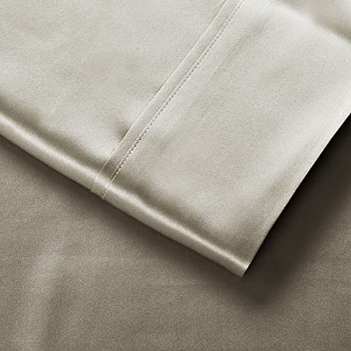 Lanest Housing Silk Satin Sheets, 4-Piece Queen Size Satin Bed Sheet Set with Deep Pockets, Cooling Soft and Hypoallergenic Satin Sheets Queen - Taupe