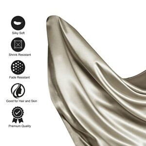 Lanest Housing Silk Satin Sheets, 4-Piece Queen Size Satin Bed Sheet Set with Deep Pockets, Cooling Soft and Hypoallergenic Satin Sheets Queen - Taupe