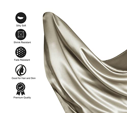 Lanest Housing Silk Satin Sheets, 4-Piece Queen Size Satin Bed Sheet Set with Deep Pockets, Cooling Soft and Hypoallergenic Satin Sheets Queen - Taupe