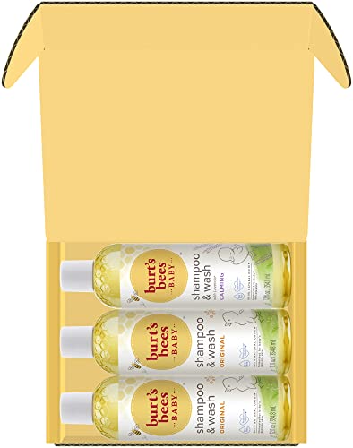 Burt's Bees Baby Shampoo and Wash 3-Pack, 2 Original and 1 Calming with Lavender, 12 Fl Oz Each