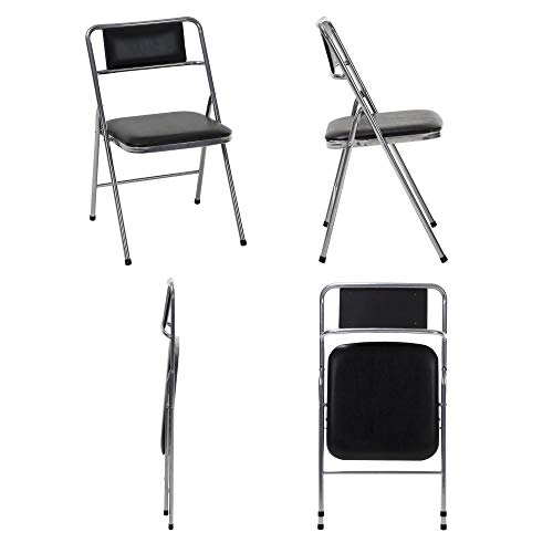 COSCO Stylaire Vinyl Padded Folding Chair, 4-Pack, Silver