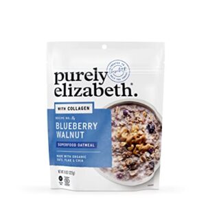 Purely Elizabeth, Blueberry Walnut, Superfood Oatmeal Pouch 8oz (8oz Bag), Collagen, Gluten-Free, Organic Oats