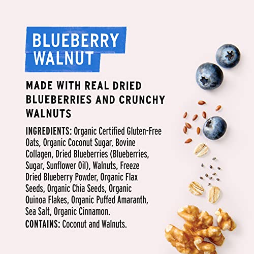 Purely Elizabeth, Blueberry Walnut, Superfood Oatmeal Pouch 8oz (8oz Bag), Collagen, Gluten-Free, Organic Oats